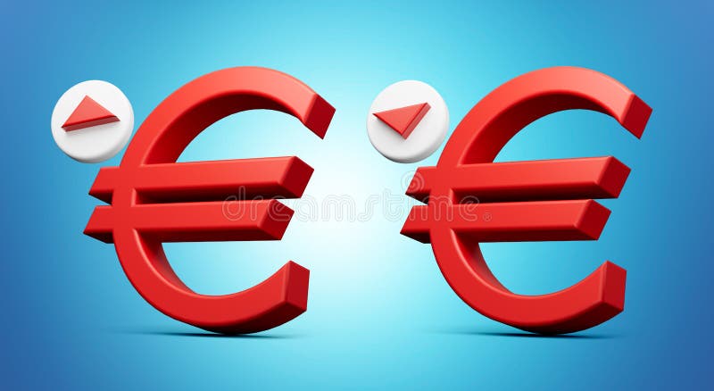 Euro Symbol Raising and Falling Sign 3d Illustration Stock Illustration ...