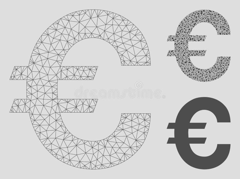 Euro Symbol Vector Mesh 2D Model and Triangle Mosaic Icon Stock Vector ...
