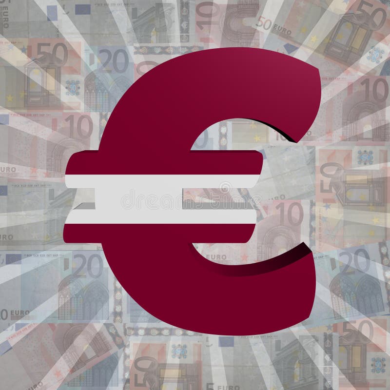 Euro Symbole Avec Le Drapeau Letton Sur L'euro Illustration De Devise ...