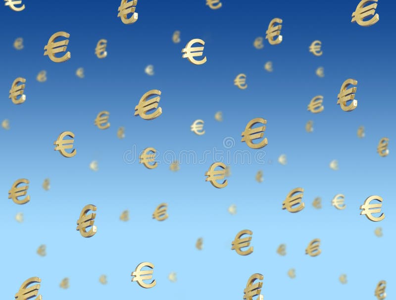 Euro Symbols Falling from Sky Stock Illustration - Illustration of ...