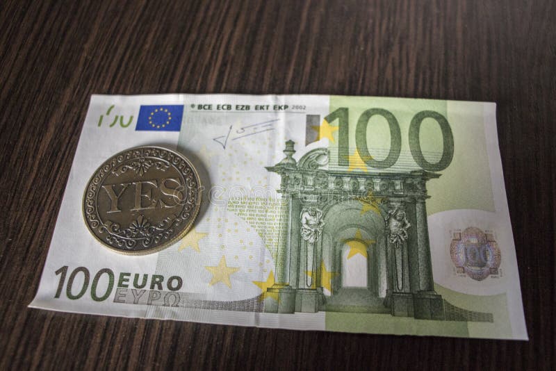 Euro on the Table with a Coin `Yes`. Stock Photo - Image of defeat ...