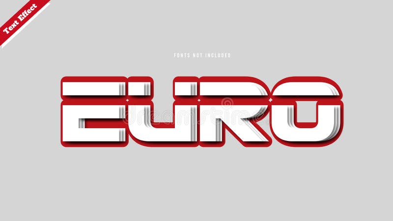 Euro Text Effect Design Vector. Editable 3d Text Stock Vector ...