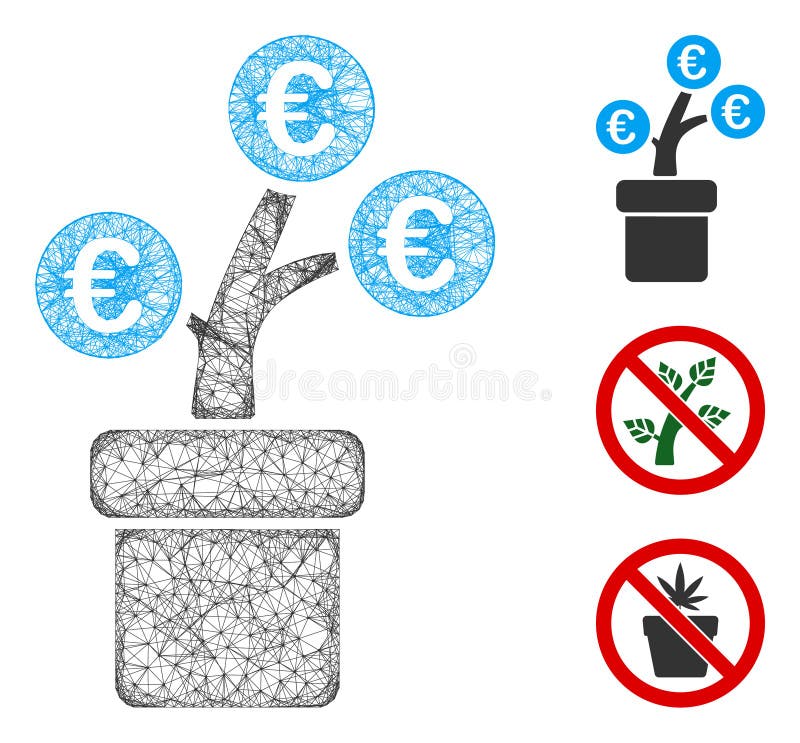 Euro Tree Pot Polygonal Web Vector Mesh Illustration Stock Vector ...