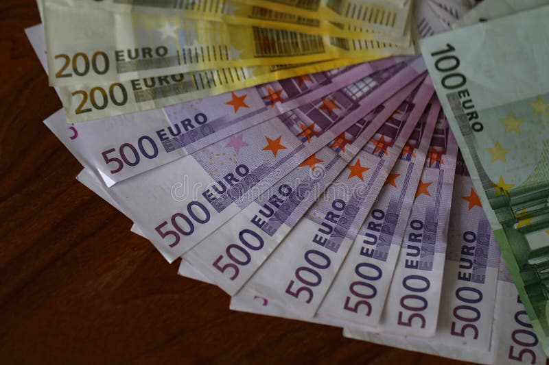 Euro / Various Banknotes Lie on the Table Stock Photo - Image of note ...