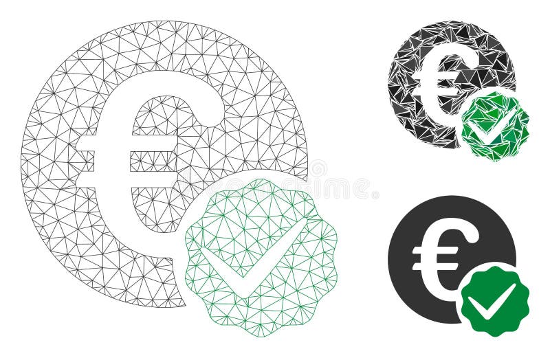 Euro only Vector Mesh 2D Model and Triangle Mosaic Icon Stock ...
