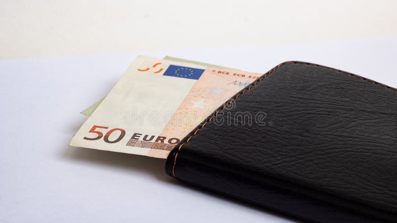 Euro in Wallet Isolated on White Bacckground Stock Photo - Image of ...