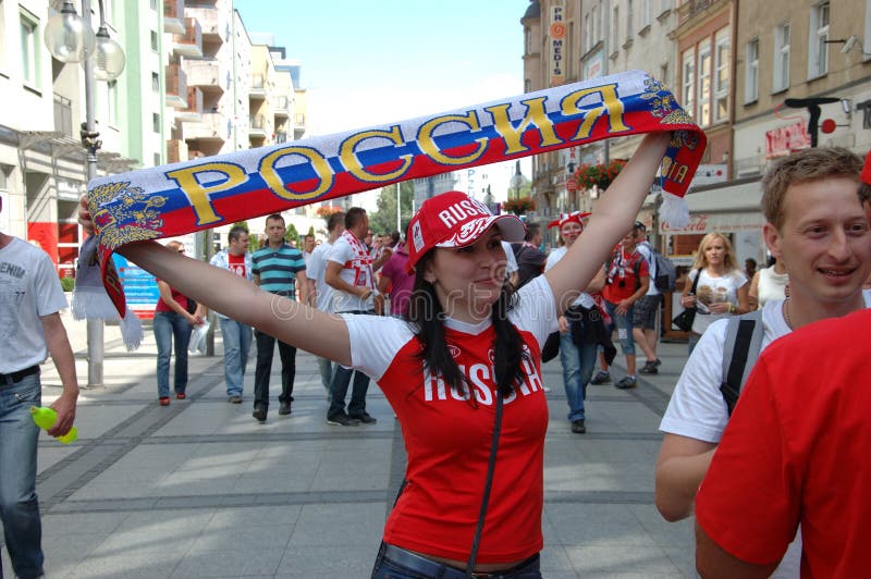 Euro2012 - Russian Female Fan Editorial Stock Photo - Image of scarf ...