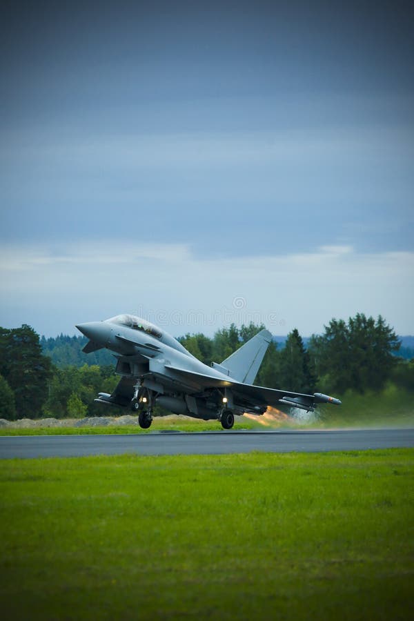 Eurofighter taking off stock image. Image of afterbuner - 4685123