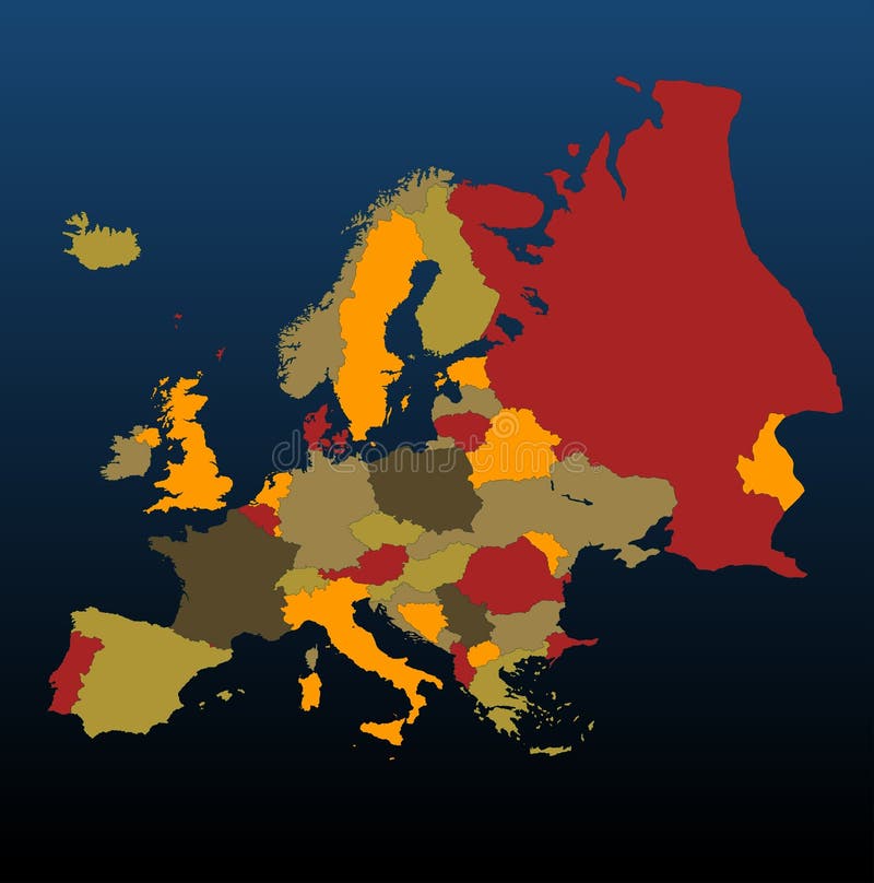 Mappa Colorata Di Europa Con Le Bandiere Nazionali Illustrazione di ...