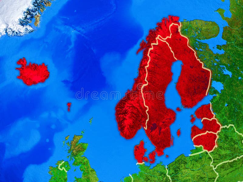 Mapa De Europa Do Norte Na Terra 3D Isolada Ilustração Stock ...
