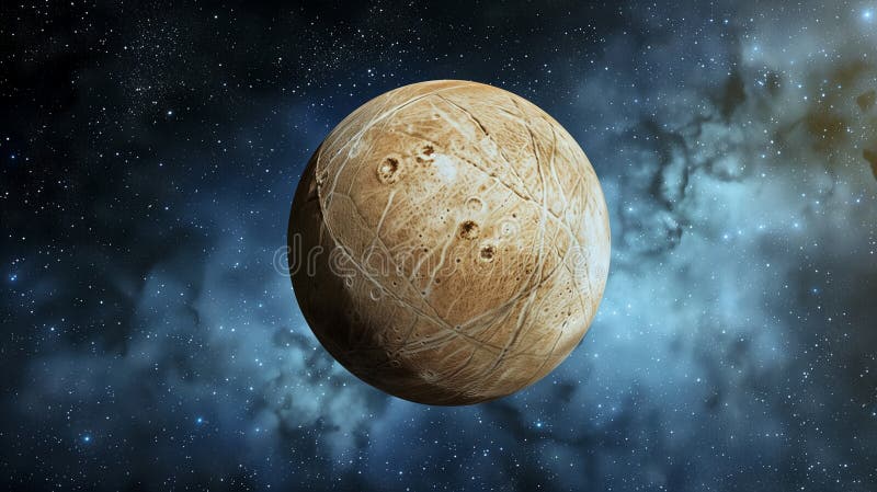 Europa Moon in Outer Space Realistic 3D Rendering Stock Illustration ...