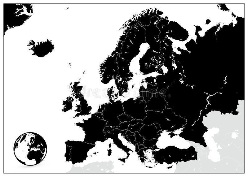 Europe Black Map. No text stock vector. Illustration of text - 99400322