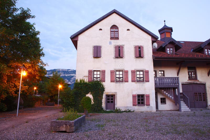 Europe Classic Building in Dusk Stock Image - Image of swiss, roof ...