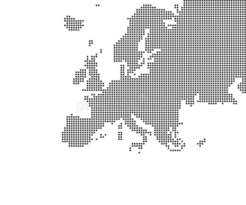 Europe, Continent, Dotted Map on White Background. Vector Illustration ...