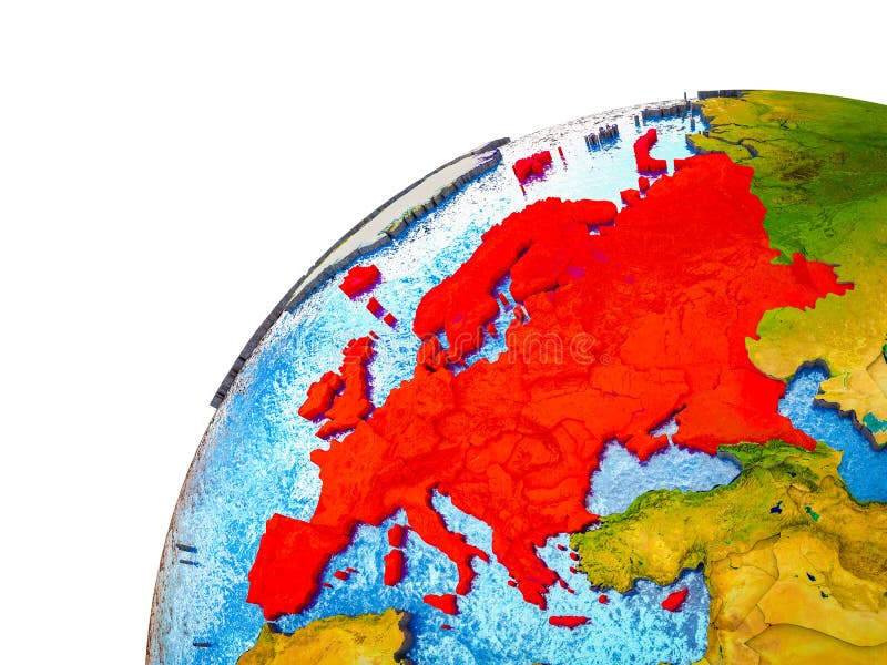 Europe on 3D Earth stock image. Image of continent, political - 130267173
