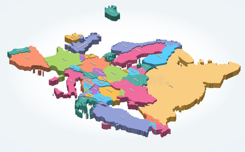 Europe 3d (isometric) Map Colored by Regions Stock Vector ...