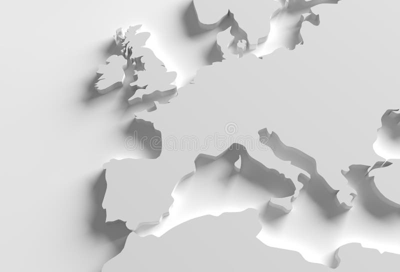 Europe 3D Map Illustration stock illustration. Illustration of simple ...