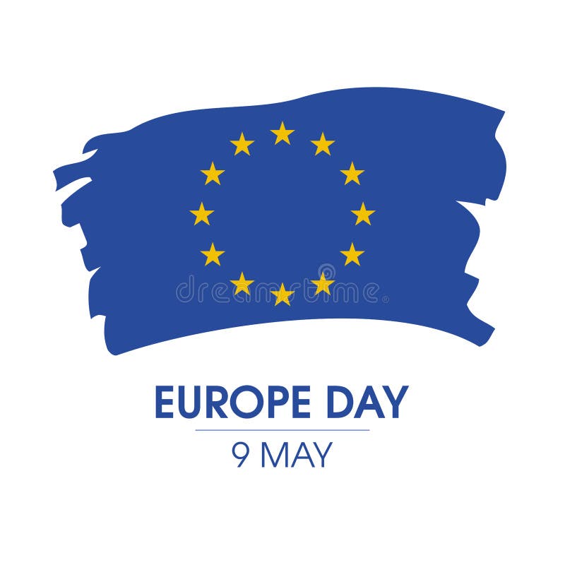 Europe Day Greeting Card with Flag of Europe Vector Stock Vector ...