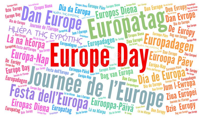 Europe Day in Different Languages Stock Illustration - Illustration of ...