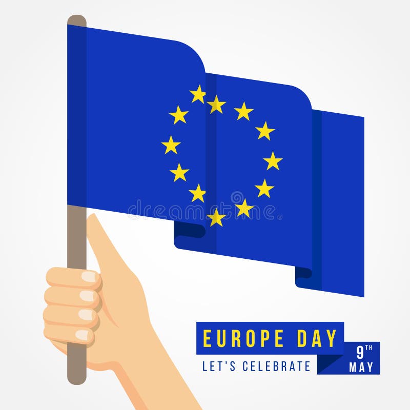 Europe Day with Hand Hold European Flag Vector Design Stock Vector ...