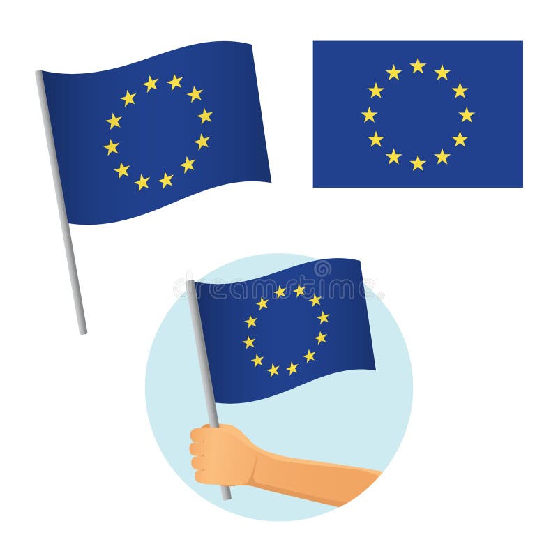 Europe EU flag in hand stock illustration. Illustration of official ...