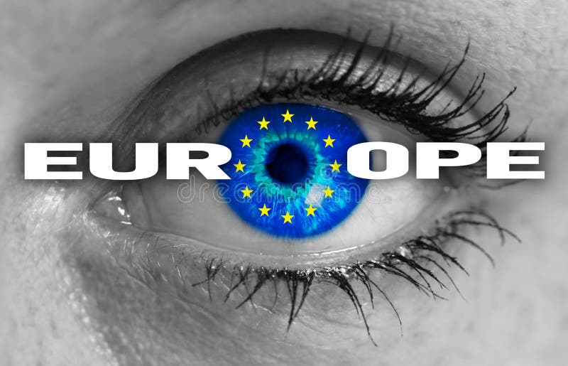 Europe Eye Looks through Flag Concept Stock Photo - Image of views ...