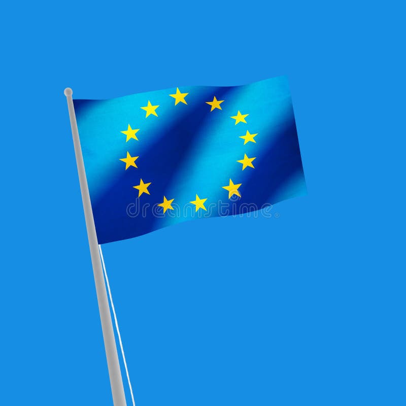 Europe Flag on Blue Background. 3d Illustration Stock Illustration ...