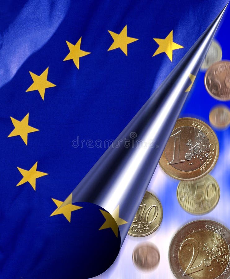 Europe Flag and Euros stock photo. Image of studio, tourism - 195794032