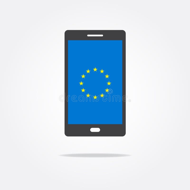 Europe Flag Phone Icon stock vector. Illustration of isolated - 198330437