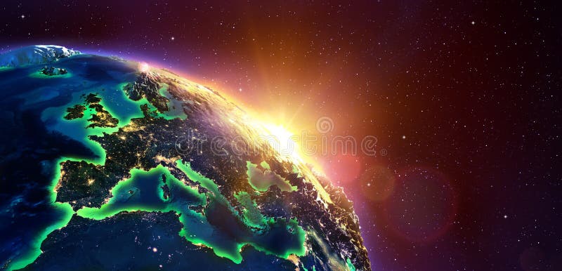 Europe at Golden Sunrise stock image. Image of glow, sunrise - 68633923