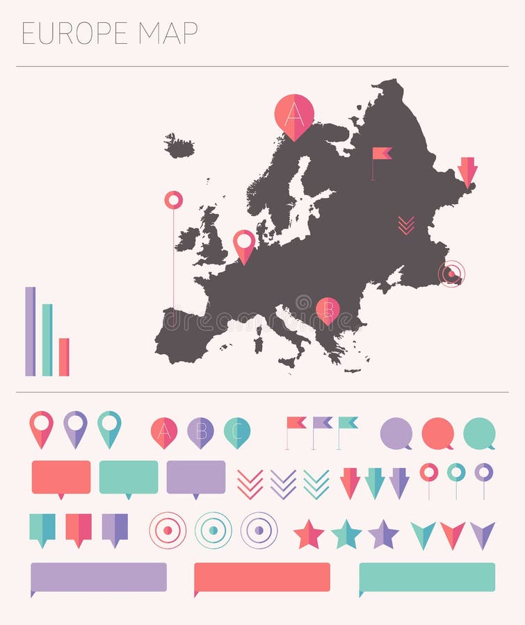 Europe High Detailed Map Info Graphics Flat Trendy Stock Vector ...