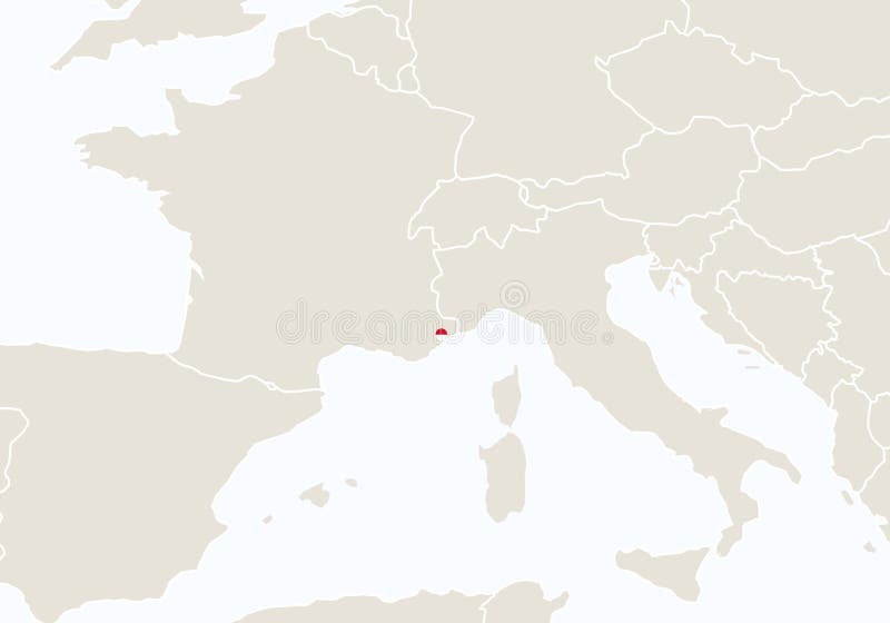 Europe with Highlighted Monaco Map Stock Vector - Illustration of ...