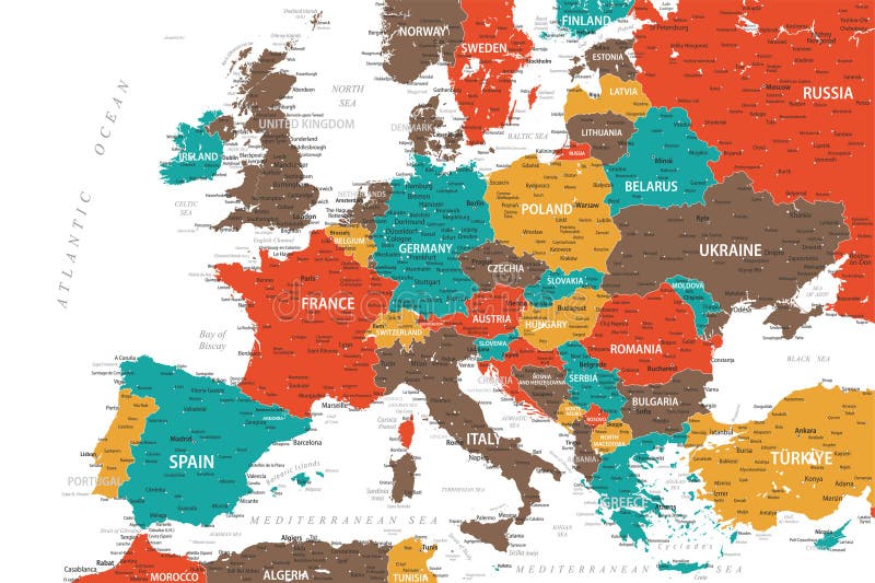 Europe - Highly Detailed Colored Vector Map of the Europe. Ideally for ...
