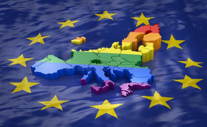 Europe LGBT with EU flag stock illustration. Illustration of european ...