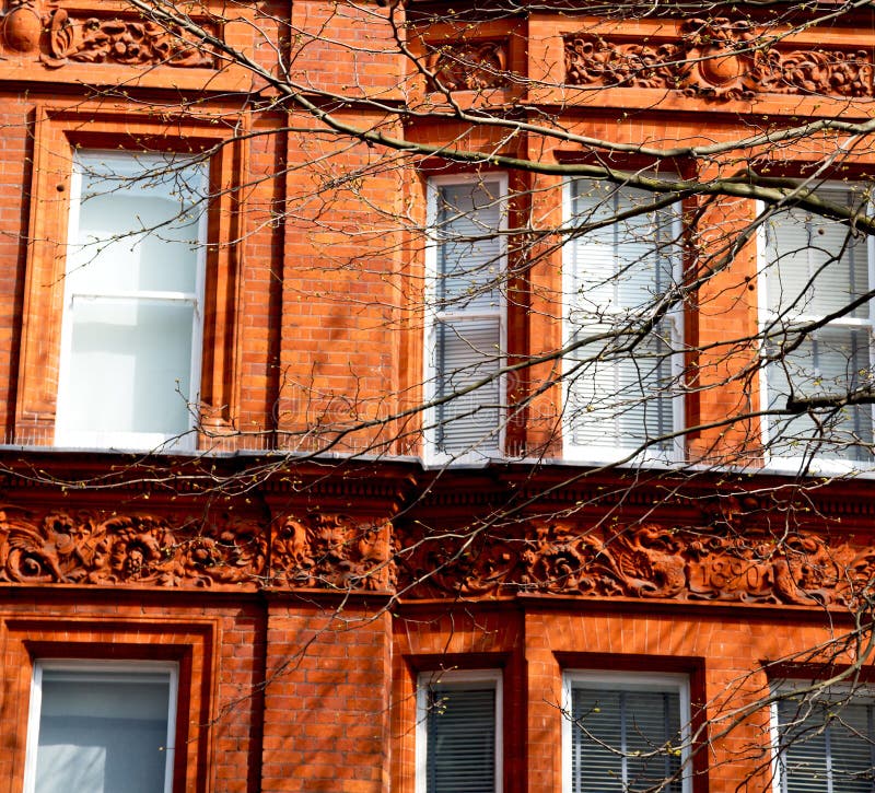 In Europe London Old Red Brick Wall and Historical Window Stock Photo ...