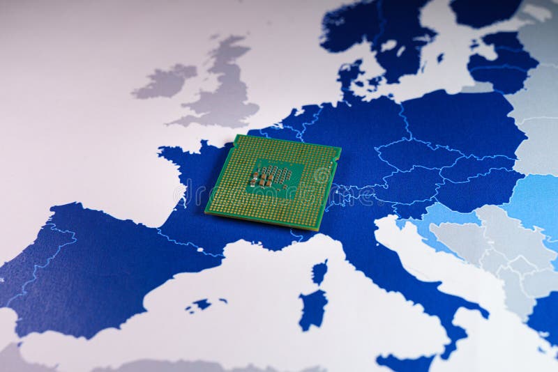 Europe Made CPU Chip on a EU Map Stock Image - Image of intelligence ...