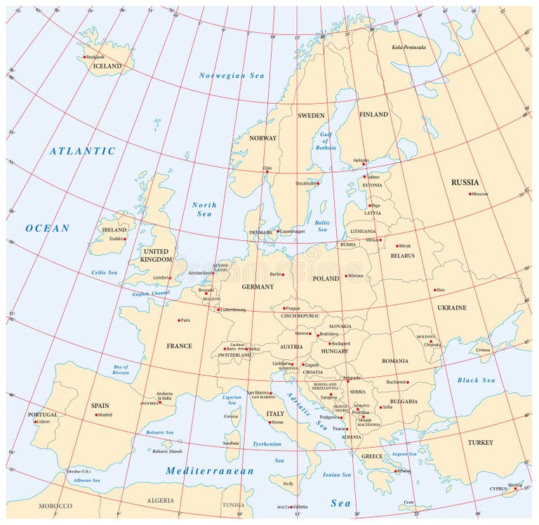 Europe map stock illustration. Illustration of mapping - 68567923