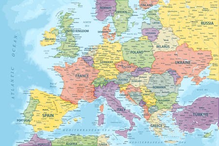Europe Map Colored - Stock Vector Illustration Editorial Stock Photo ...