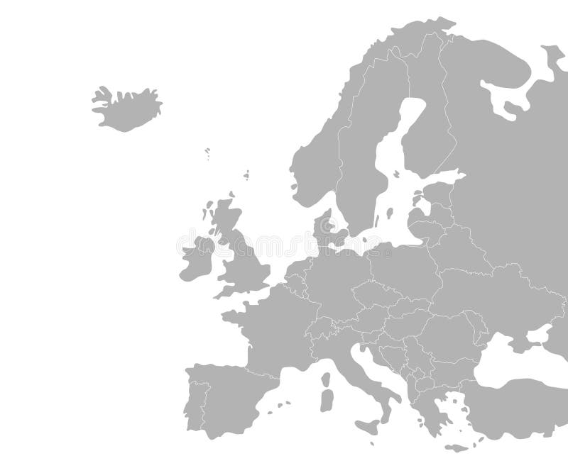 Europe Map with Countries Borders on White Background. Europe Map ...