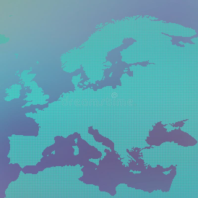 Europe Map in the Dot on Blue Background . Vector Illustration Stock ...