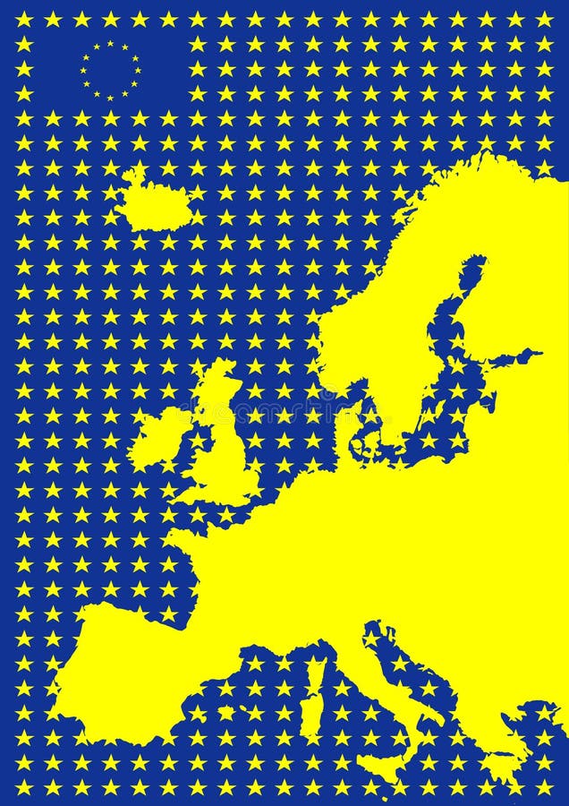 Europe Map with Flag of European Union Stock Vector - Illustration of ...