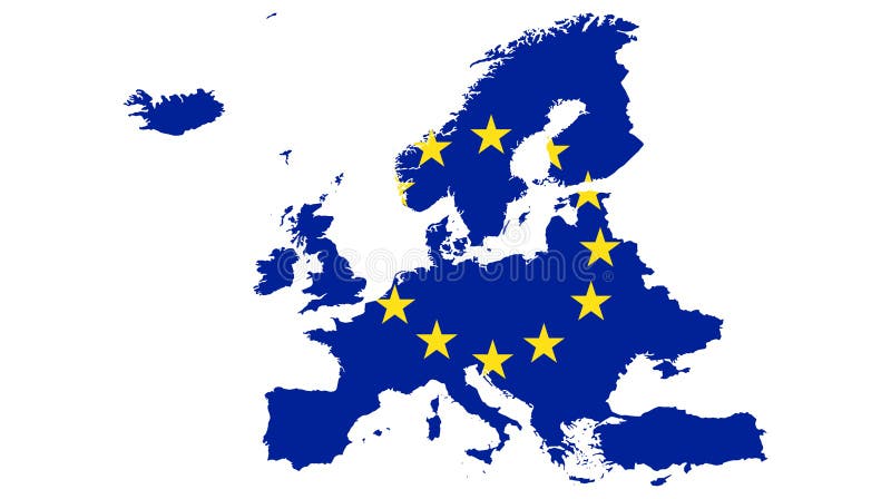 Europe Map with Flag on White Background,illustration,textured ...