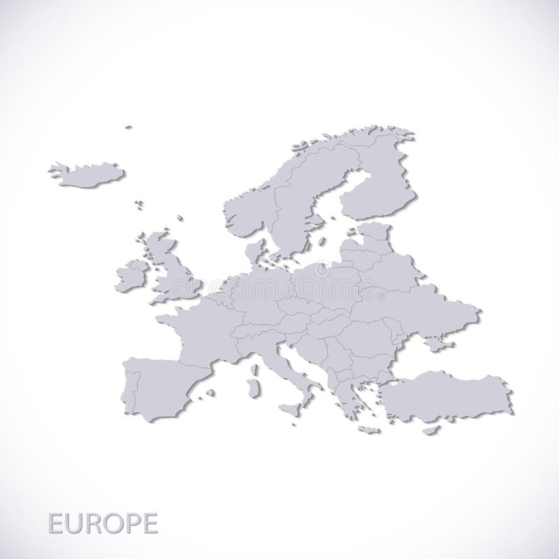 Grey Political Map of Europe. Political Europe Map. Vector Illustration ...