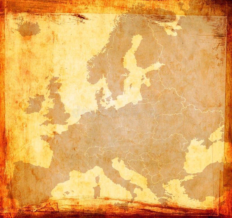 Grunge Europe Map with Old Paper Pattern Isolated on White Stock Photo ...
