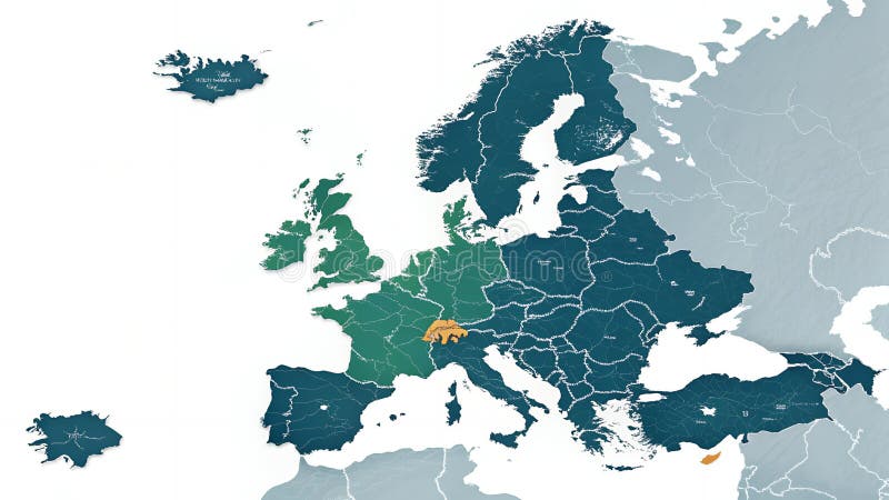 Europe Map with Highlighted Countries Stock Illustration - Illustration ...