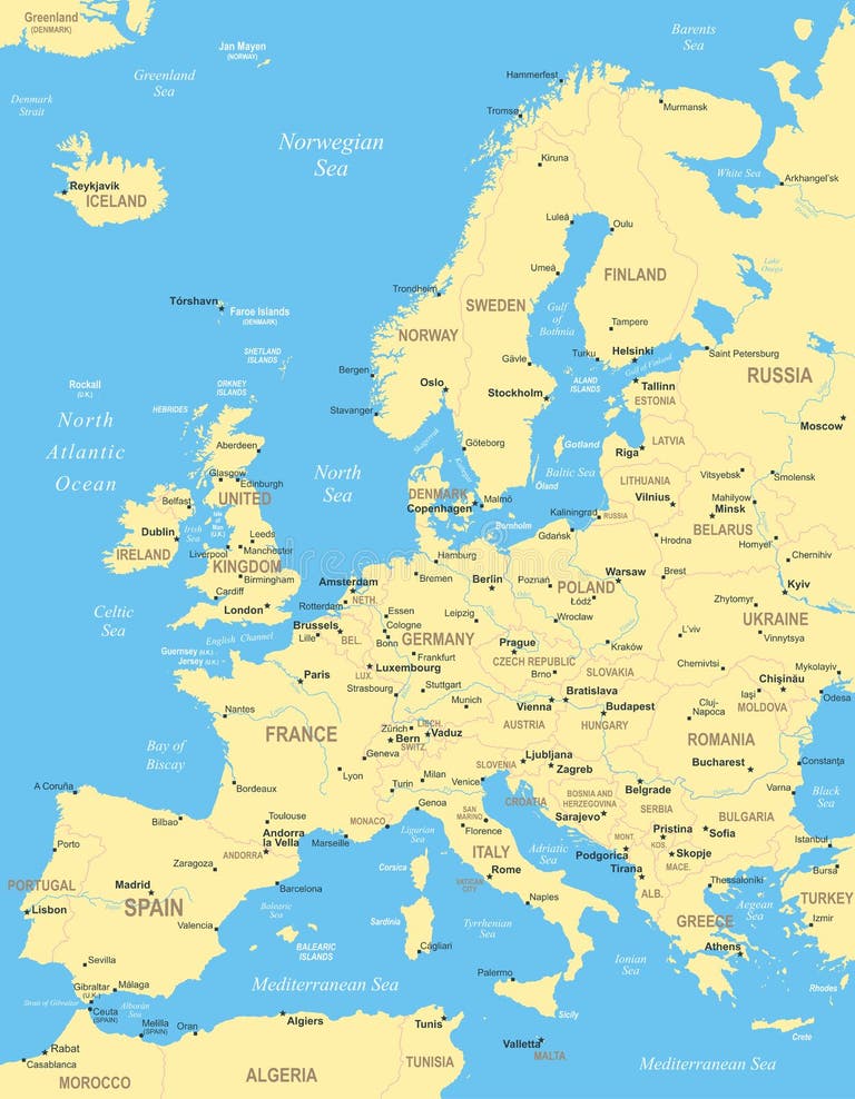 Europe Map Illustration Highly Detailed Vector Stock Illustrations ...