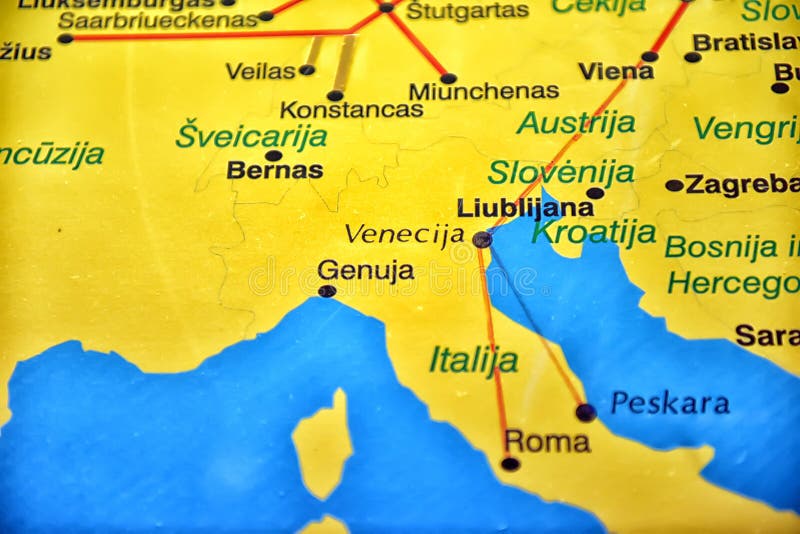 Europe Map with Marked Routes Stock Photo - Image of distance ...