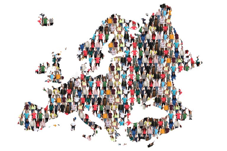 Europe Map Multicultural Group of People Integration Immigration Stock ...