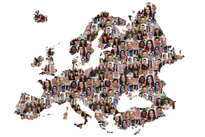 Europe Map Multicultural Group of Young People Integration Diver Stock ...