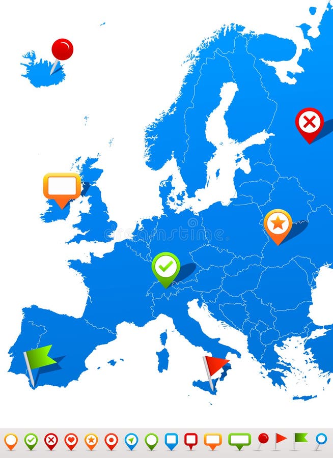 Europe Map and Navigation Icons - Illustration Stock Vector ...